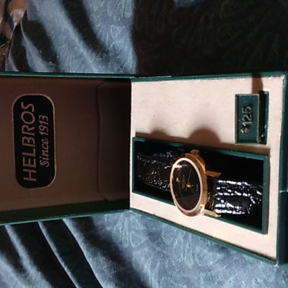 Helbros Vintage Leather/Gold Watch In Box - Gem
